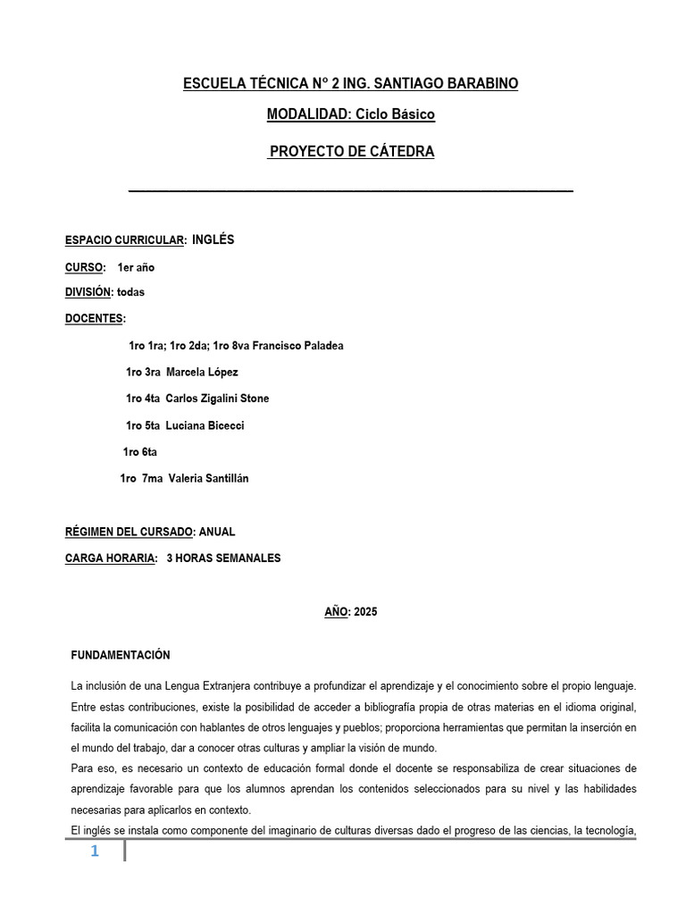 Proyecto Catedra de Ingles Tec 2 | PDF | Evaluación | Aprendizaje