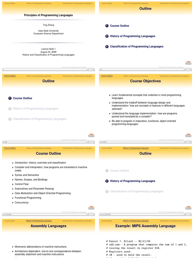 Principles of Programming Languages: Course Outline | PDF | Programming Language | Functional ...