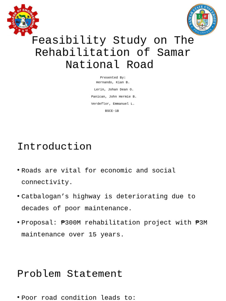 Feasibility Defense of Samar Road Rehab | PDF