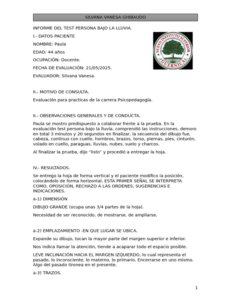 Test Persona Bajo La Lluvia | PDF | Ciencias del comportamiento ...