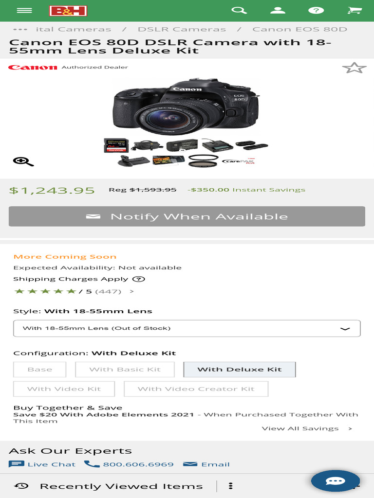 Canon EOS 80D DSLR Camera With 18-55mm Lens Deluxe Kit B&H Photo | PDF