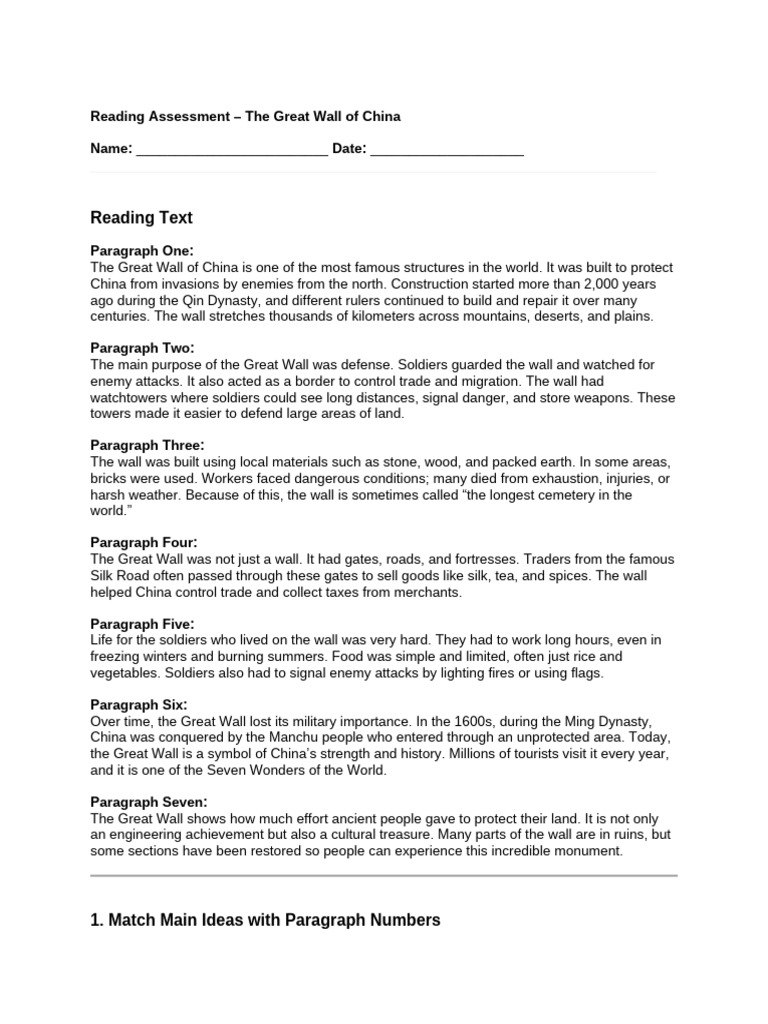 Reading Assessment Practice Y10 | PDF