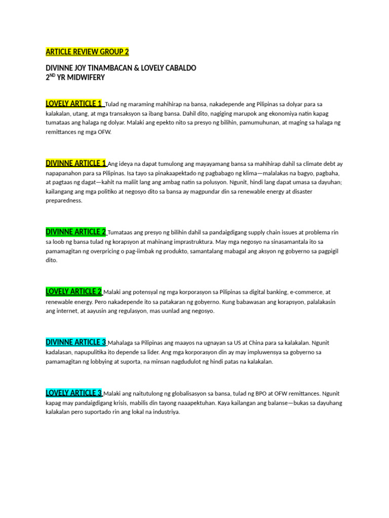 Article Review Group 2 | PDF