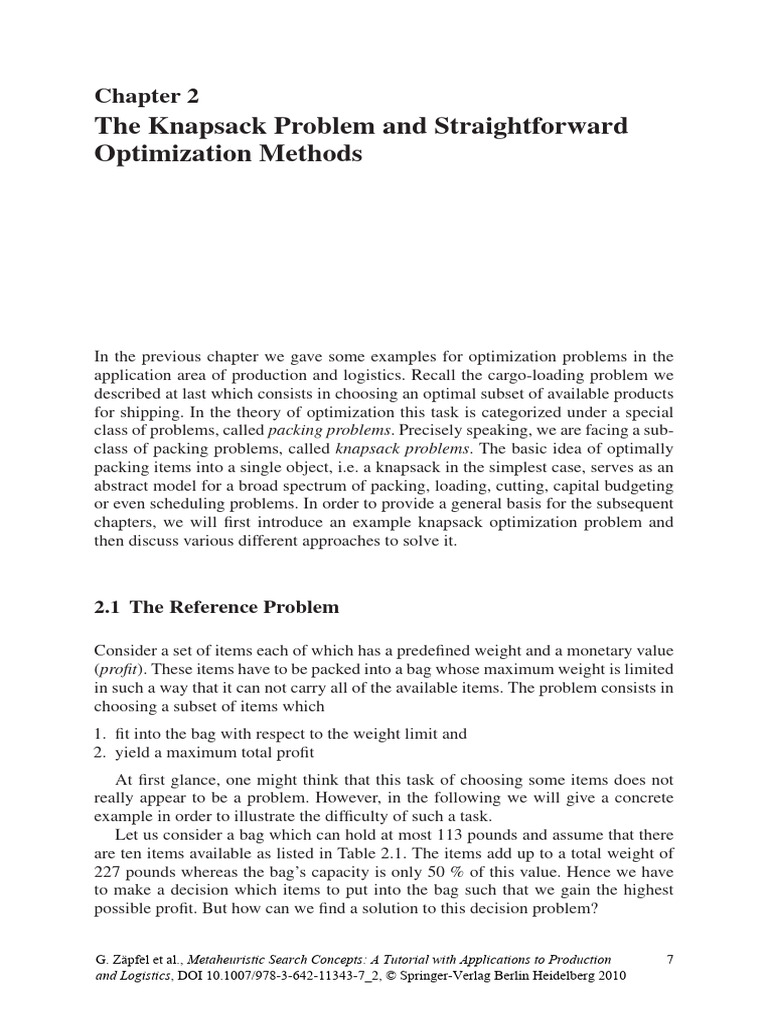 Knapsack Optimization Model | PDF | Mathematical Optimization | Applied Mathematics