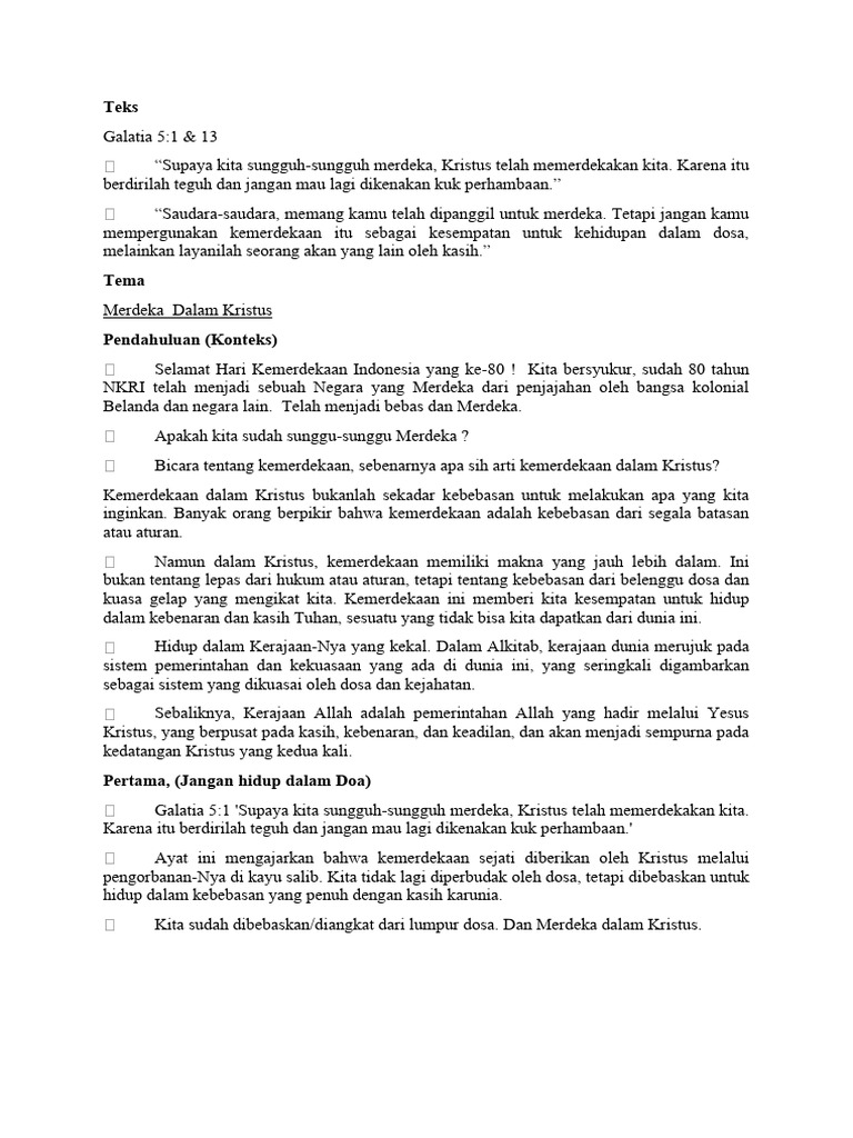 Merdeka dalam Kristus: Kebebasan Sejati | PDF