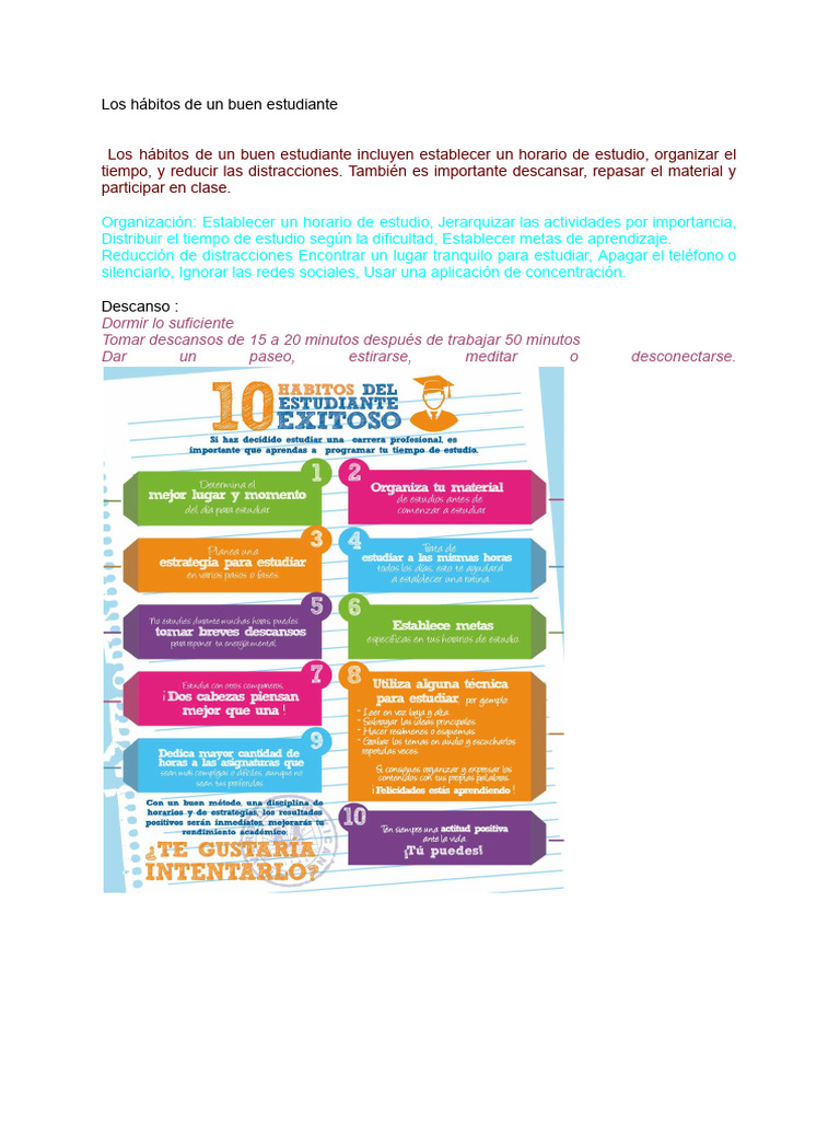 Los Hábitos de Un Buen Estudiante | PDF