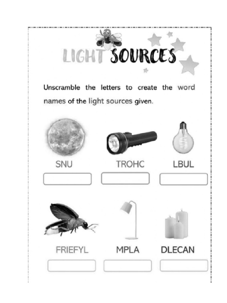 Unit 7 Light Worksheet | PDF