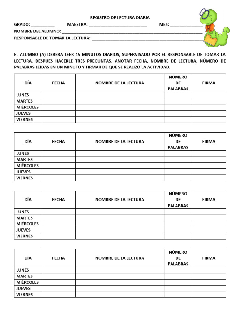 Registro de Lectura Diaria | PDF