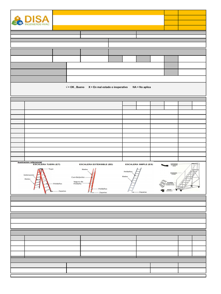 DIS-SSMA-FO-032 Formato de Inspección Pre Uso de Escaleras | PDF