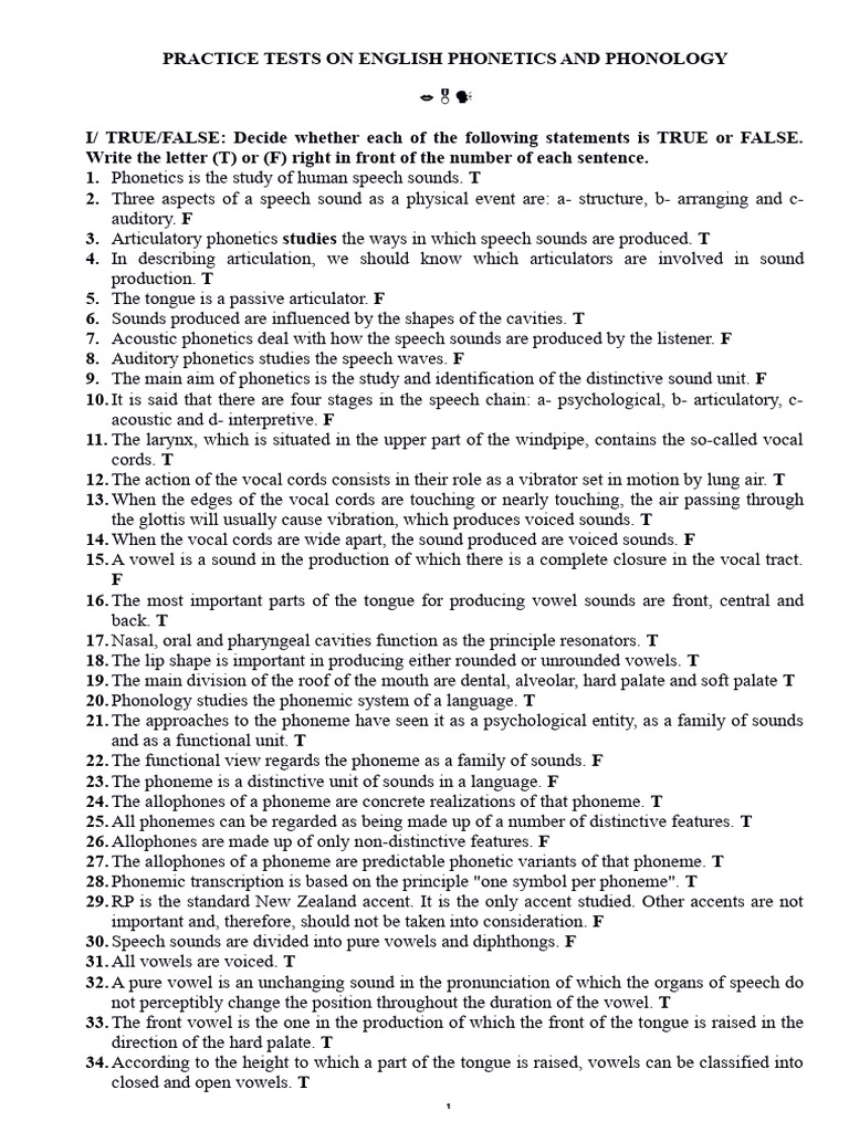 Practice Exercises on English Phonetics and Phonology 1 2 (1) | PDF ...
