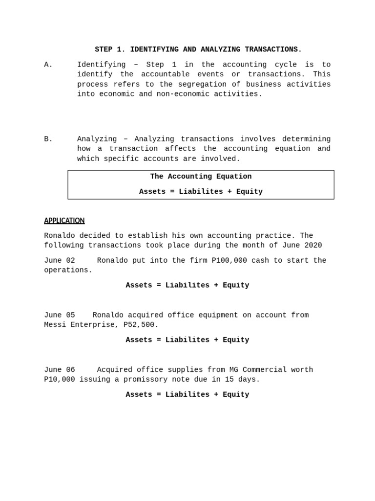 STEP 1 Identifying Transactions | PDF
