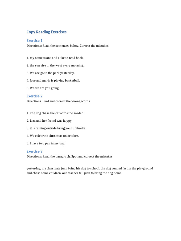 Copyreading Exercises Pdf