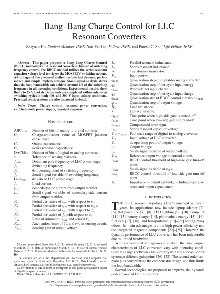 Bang–Bang Control for LLC Converters | PDF | Resonance | Capacitor