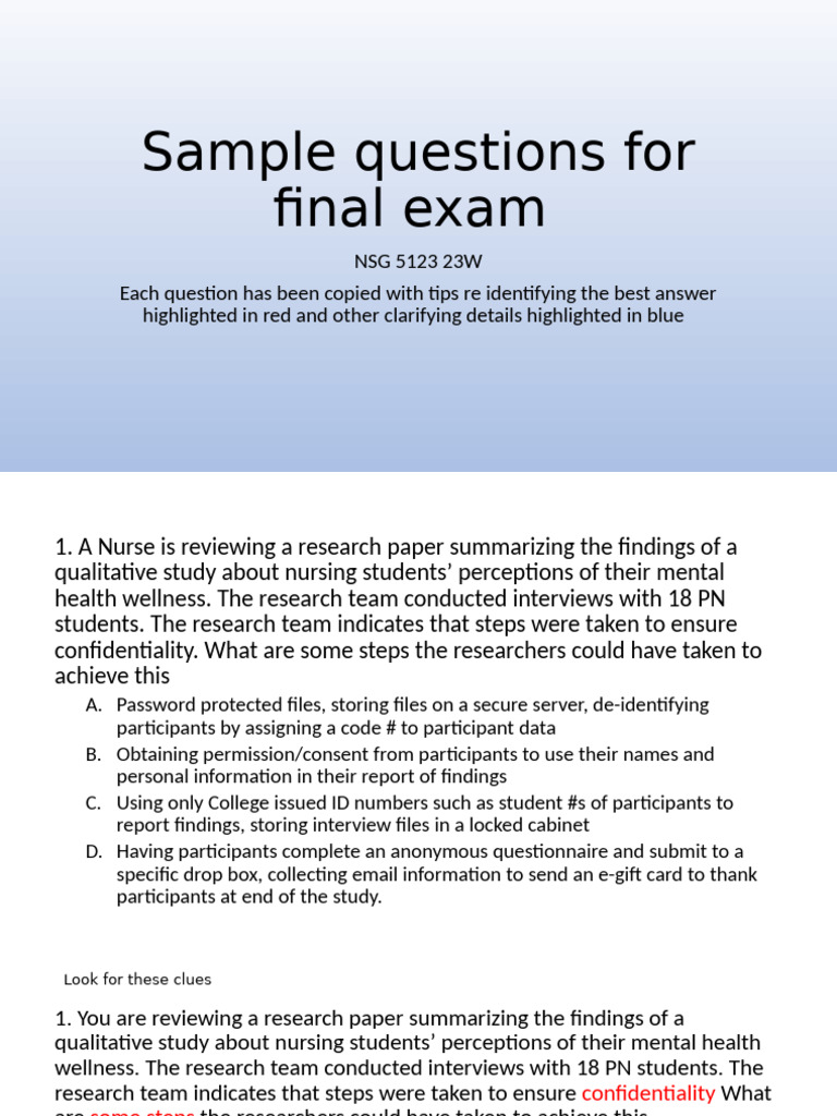 NSG 5123 Final Exam Study Questions | PDF | Sensitivity And Specificity ...