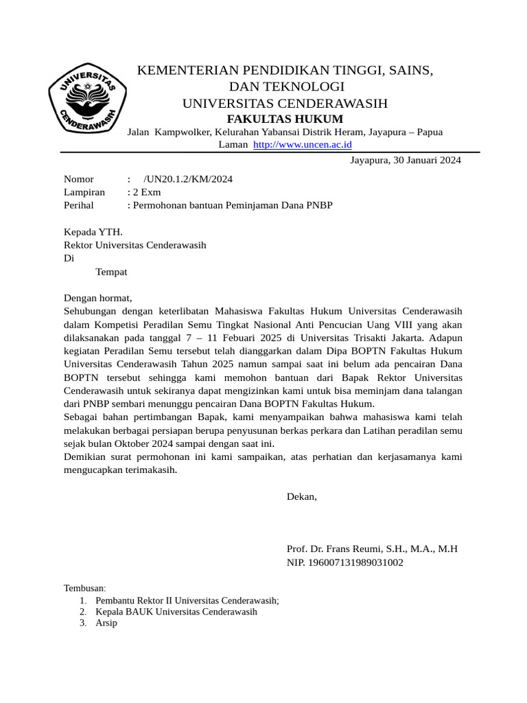 Surat Ke Rektor | PDF