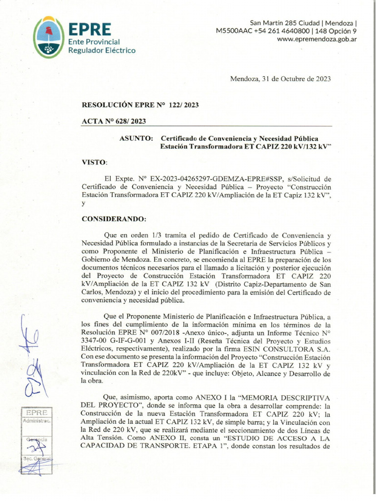 CCyNP Resolucion EPRE 122 2023 | PDF