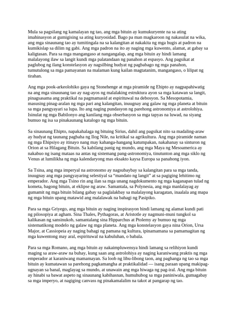 Nakakaaliw Na Kasaysayan NG Mga Bituwin | PDF