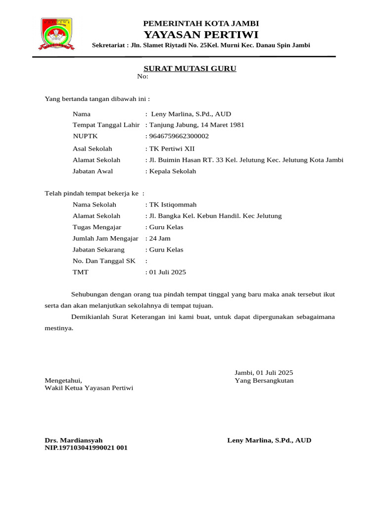 S. Mutasi Okta-1 | PDF