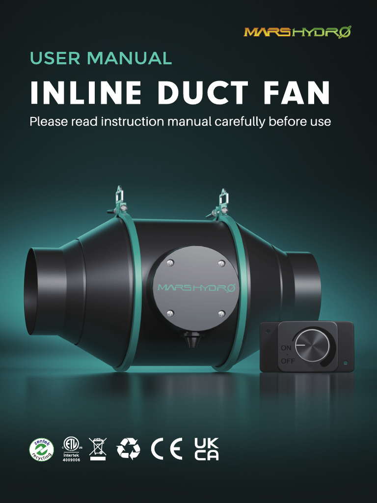 Mars Hydro Inline Duct Fan With Speed Controller | PDF