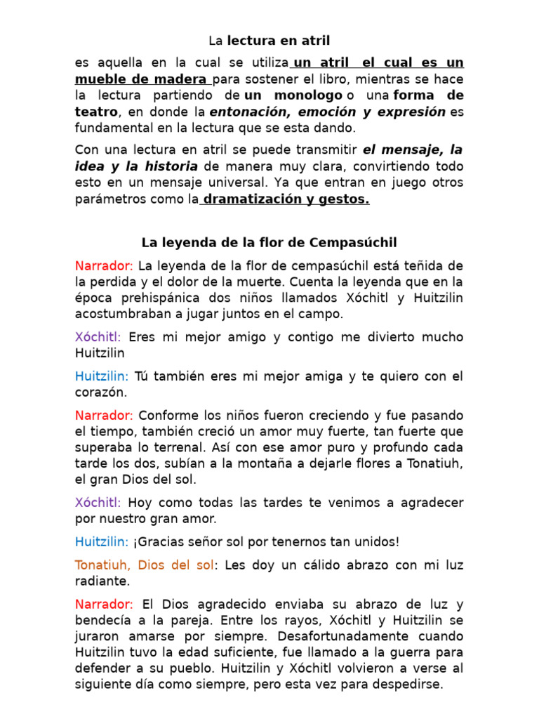 Leyenda de la flor de cempasúchil | PDF | Amor