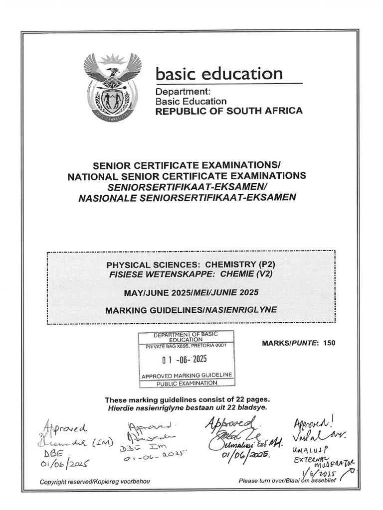 Physical Sciences P2 May-June 2025 Approved Marking Guideline | PDF