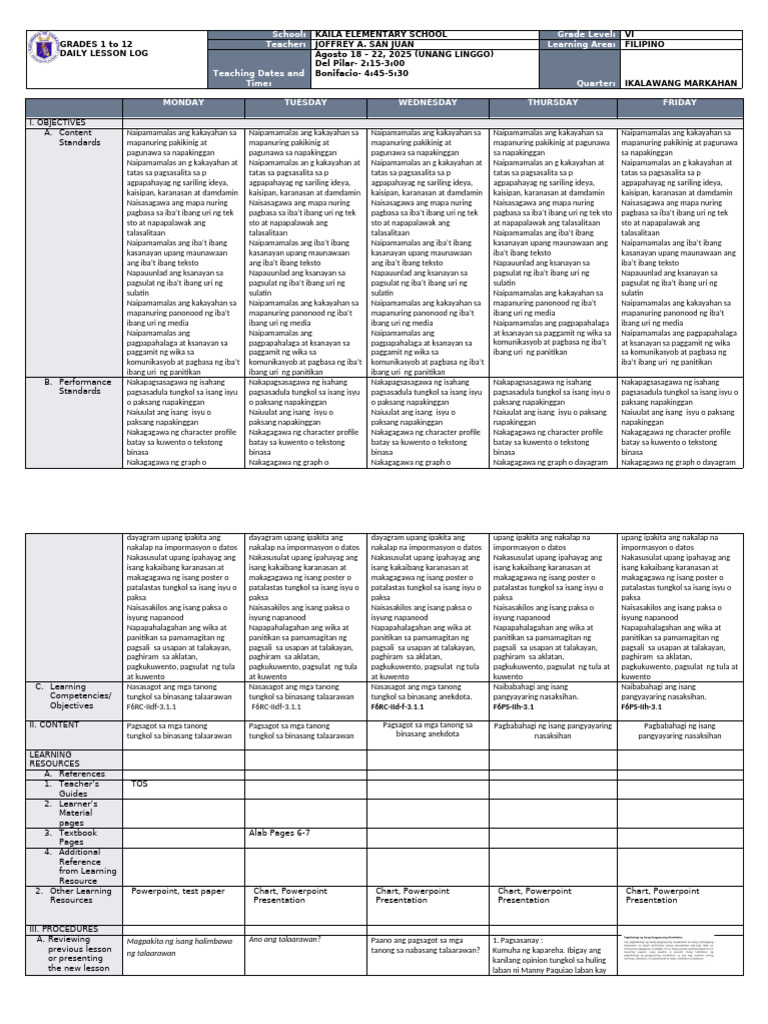 WLP Filipino-6 Q2 W1 | PDF