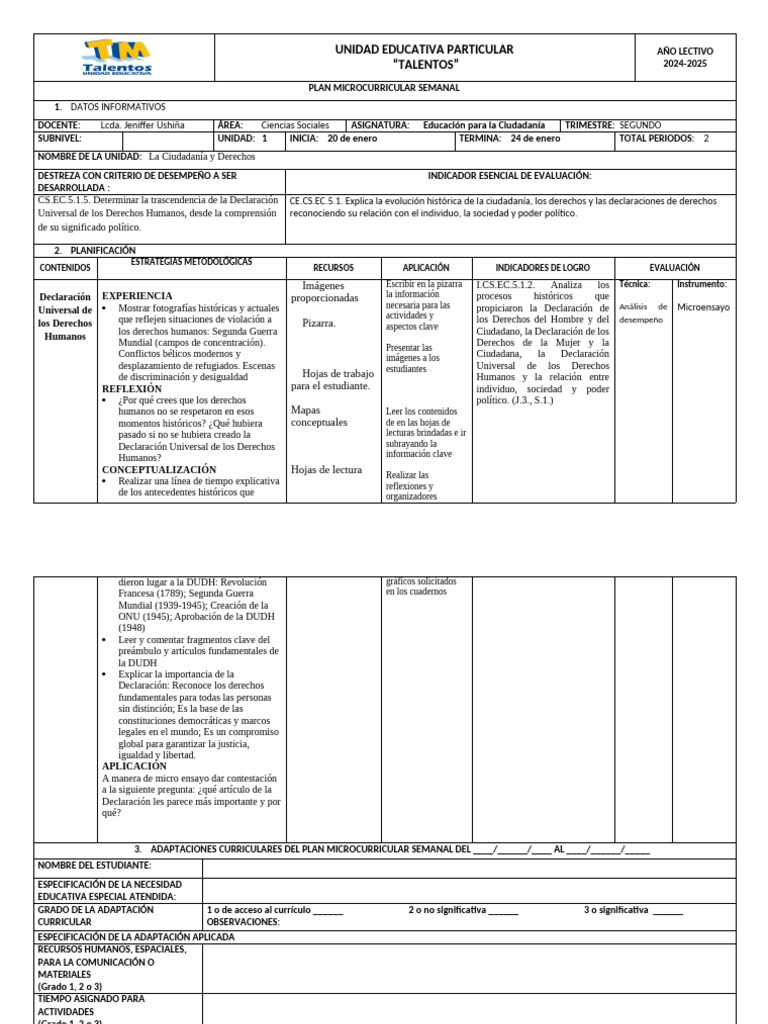 SEMANA 3- 1RO BGU CIUDADANIA | PDF | Plan de estudios