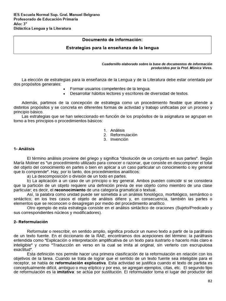 Estrategias de Enseñanza de La Lengua y La Literatura. | PDF | Sintaxis ...