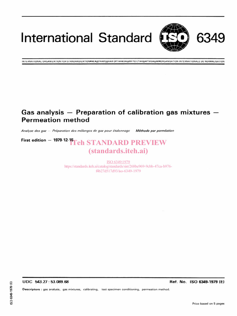 Calibration Gas Mixtures: Permeation Method | PDF | Gases | Diffusion