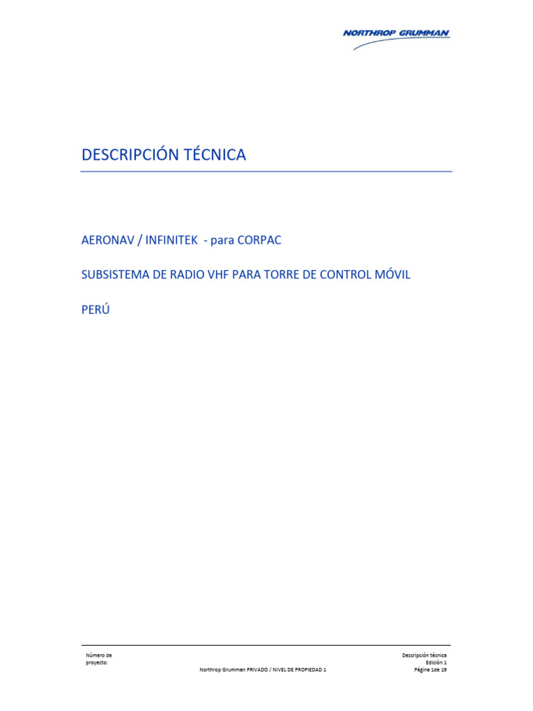 Descripción Técnica: Aeronav / Infinitek - para Corpac Subsistema de ...