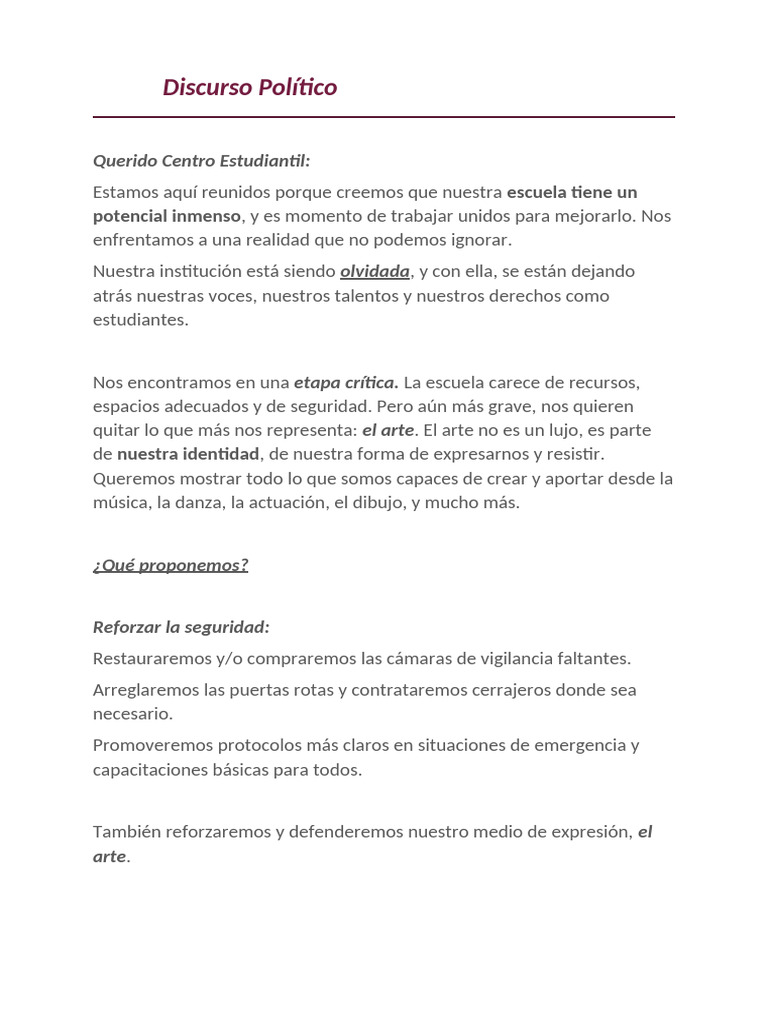 Discurso Político | PDF