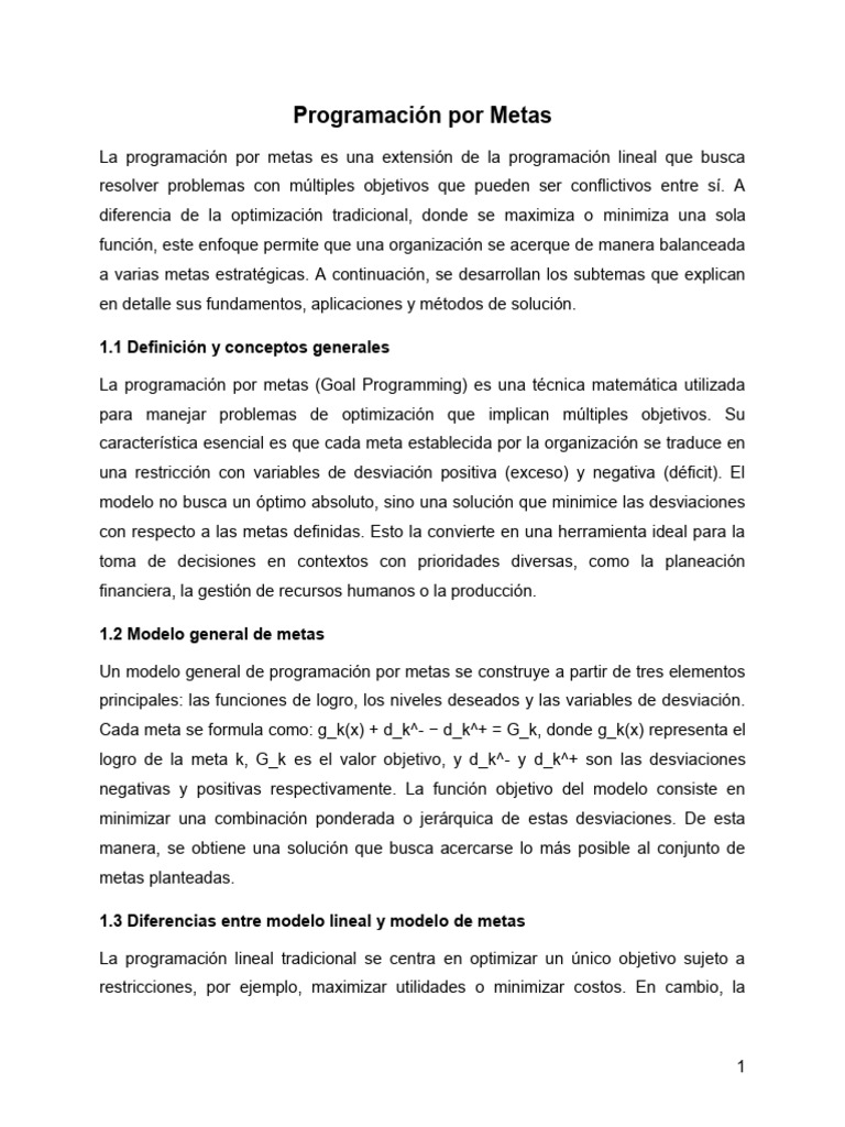 Programación por Metas: Optimización Múltiple | PDF | Optimización ...
