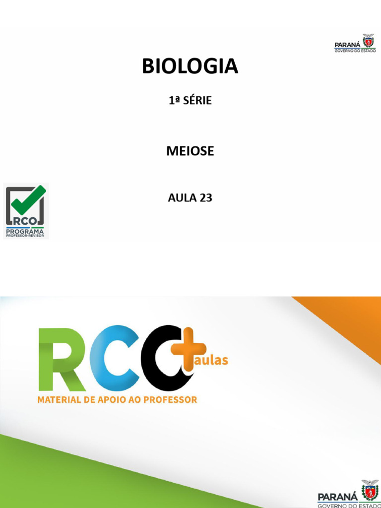 1_1001_-7C_1a_serie_aula_23_2025.pdf s ss | PDF | Meiose | Recombinação ...
