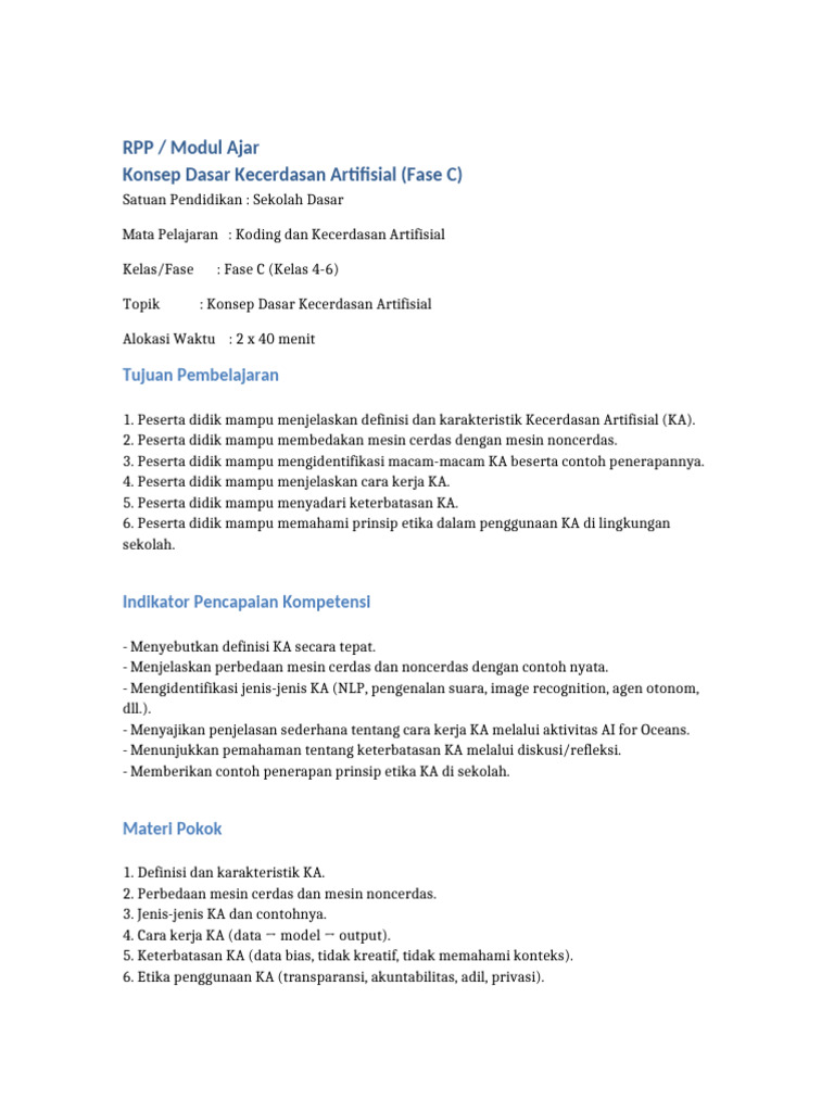 RPP Modul Ajar KA FaseC Rinci | PDF