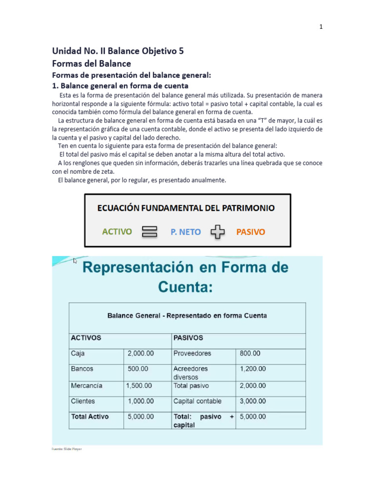 Formas de Presentación del Balance General | PDF | Hoja de balance ...