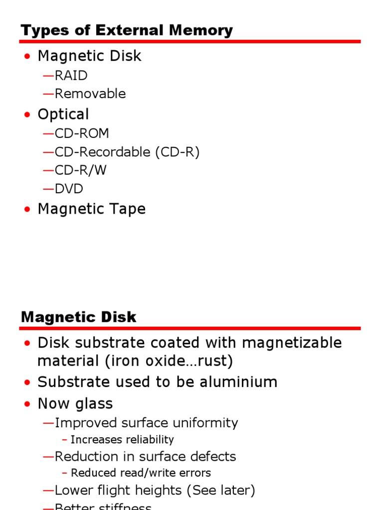 Magnetic Disk: Types of External Memory | PDF | Cd Rom | Disk Storage