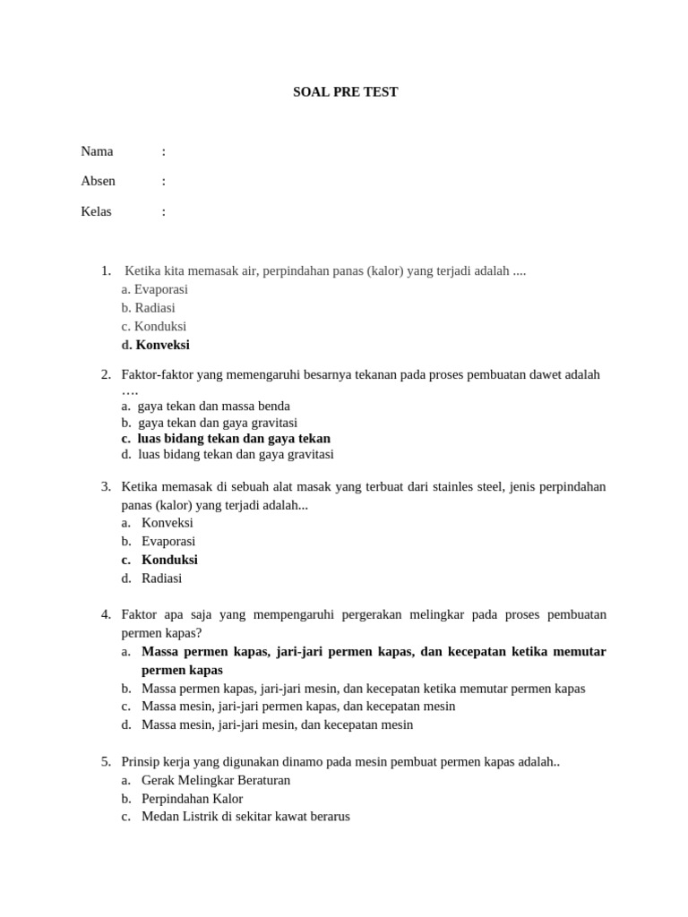 Soal Pre dan Post Test Fisika Praktis | PDF