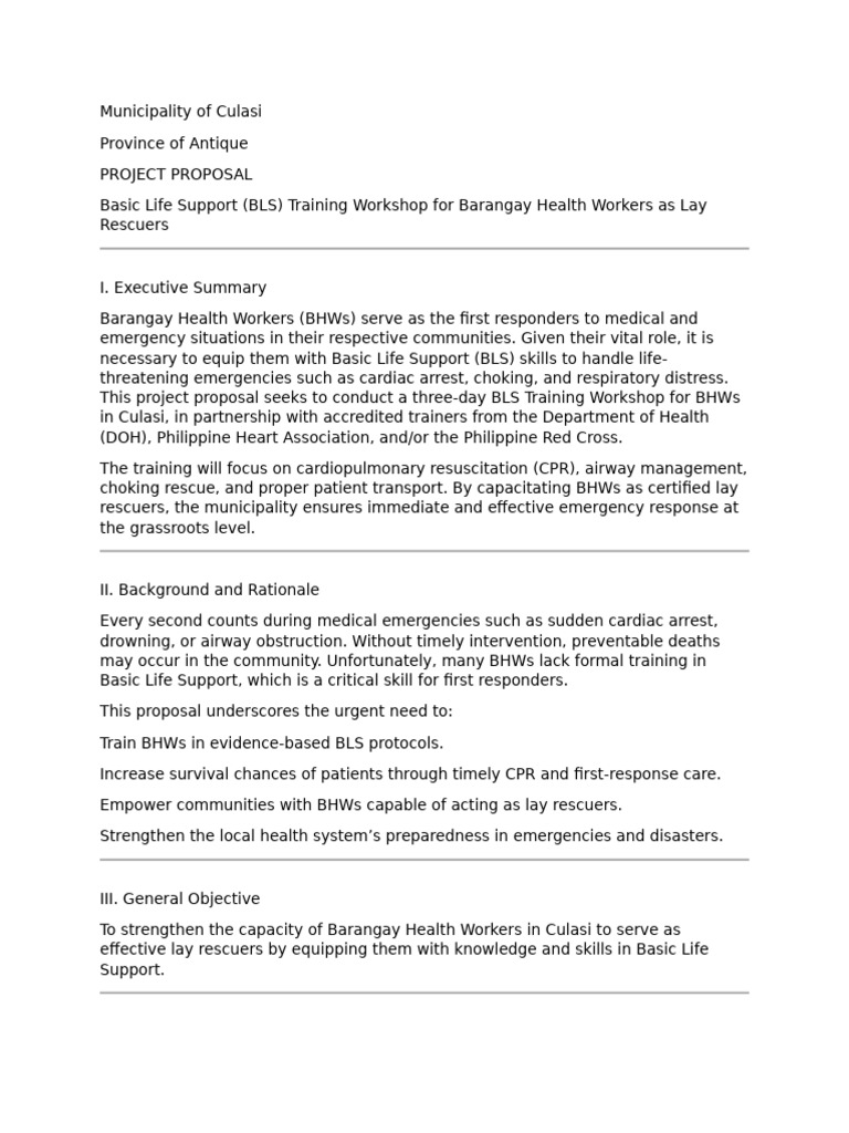 BHW Project Proposal | PDF | Medical Specialties | Medical Emergencies