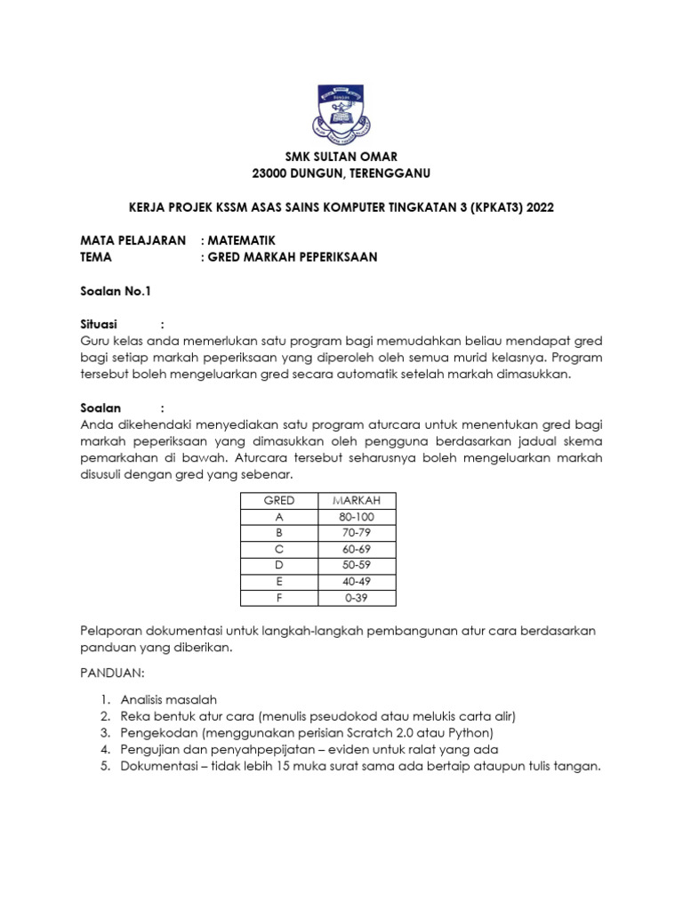 Soalan Kerja Projek Ask 2022 | PDF