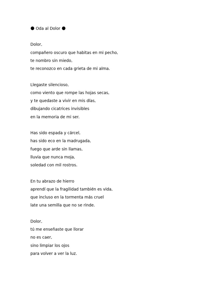 Oda al Dolor y su Enseñanza | PDF
