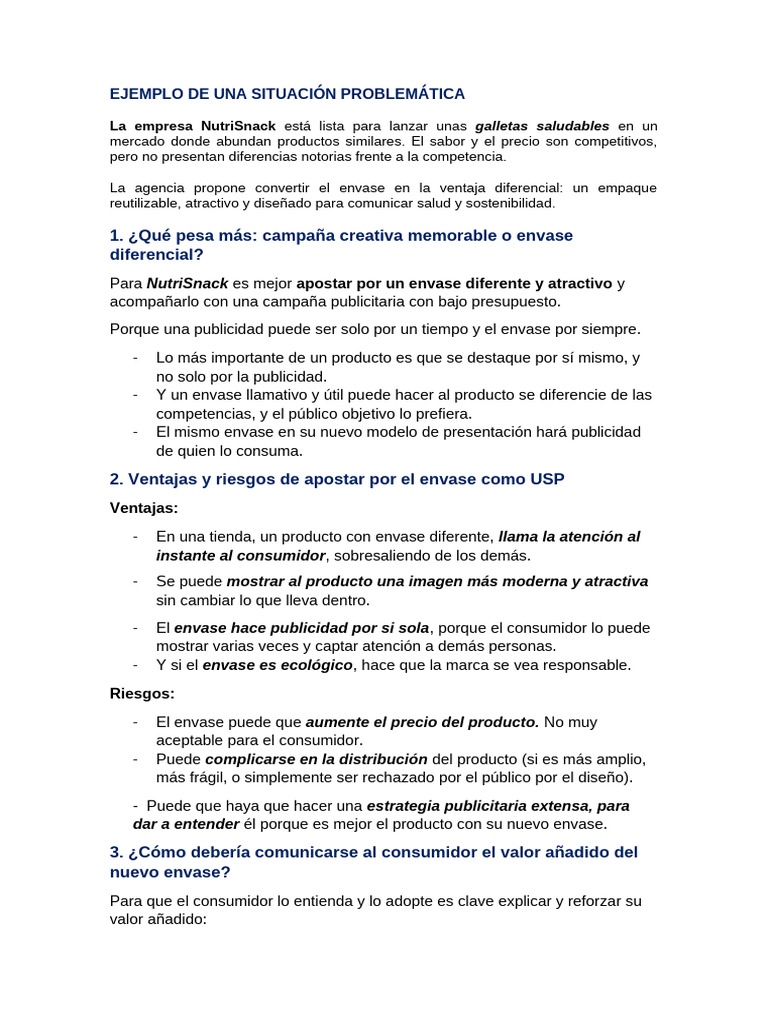 EJEMPLO DE UNA SITUACIÓN PROBLEMÁTICA | PDF | Publicidad | Producto (Negocio)