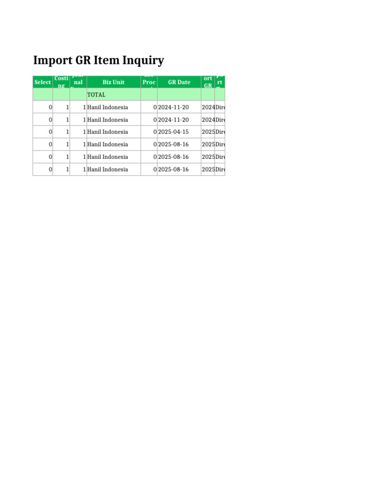 Import GR Item Inquiry - 20250821 | PDF