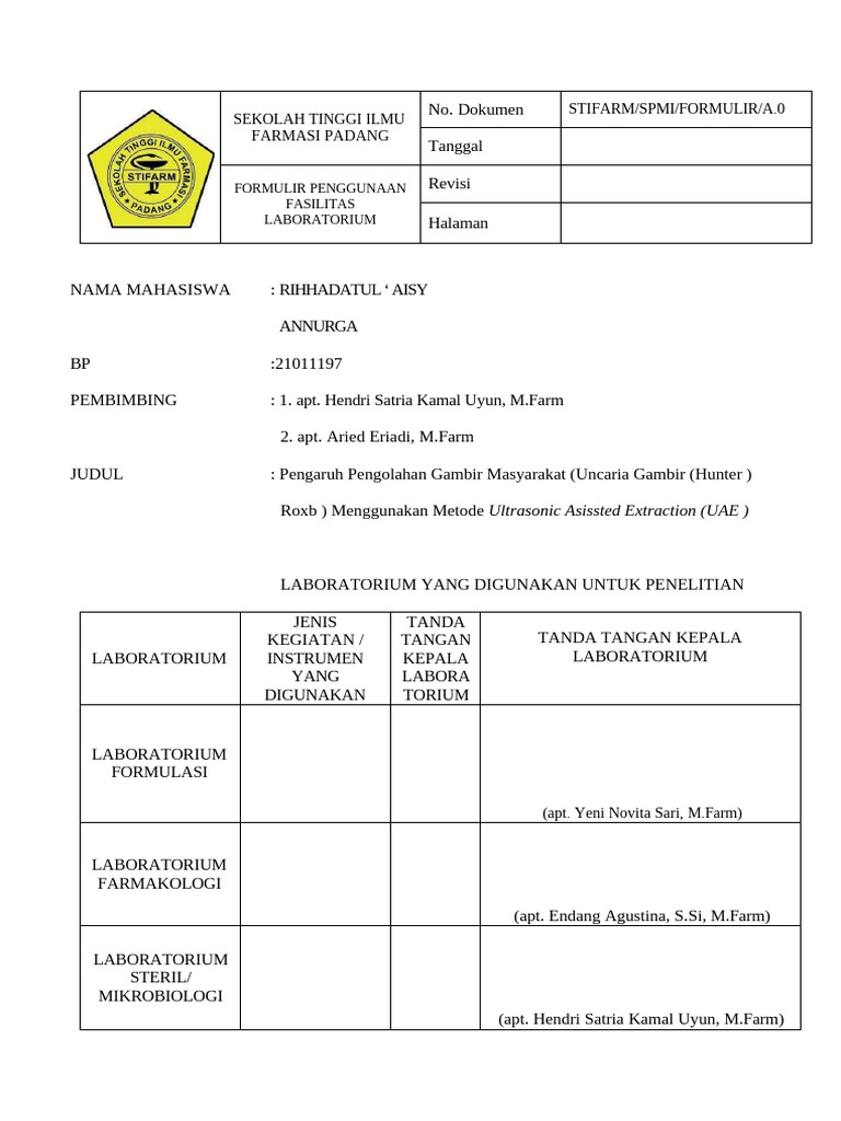 Surat_Bebas_Laboratorium REDA 2 | PDF