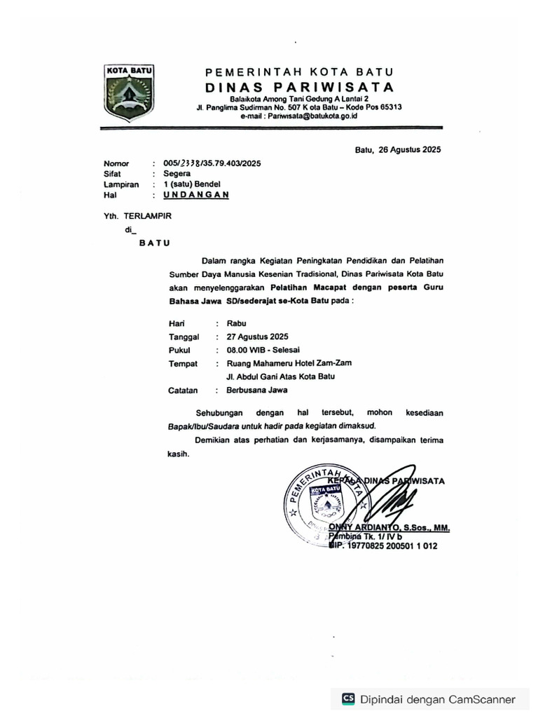 Undangan Peserta Macapat 27-08-2025 | PDF