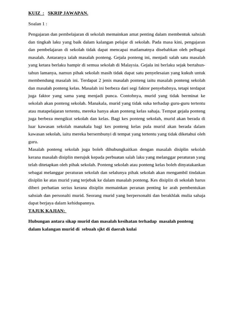 Skrip Jawapan Kuiz | PDF
