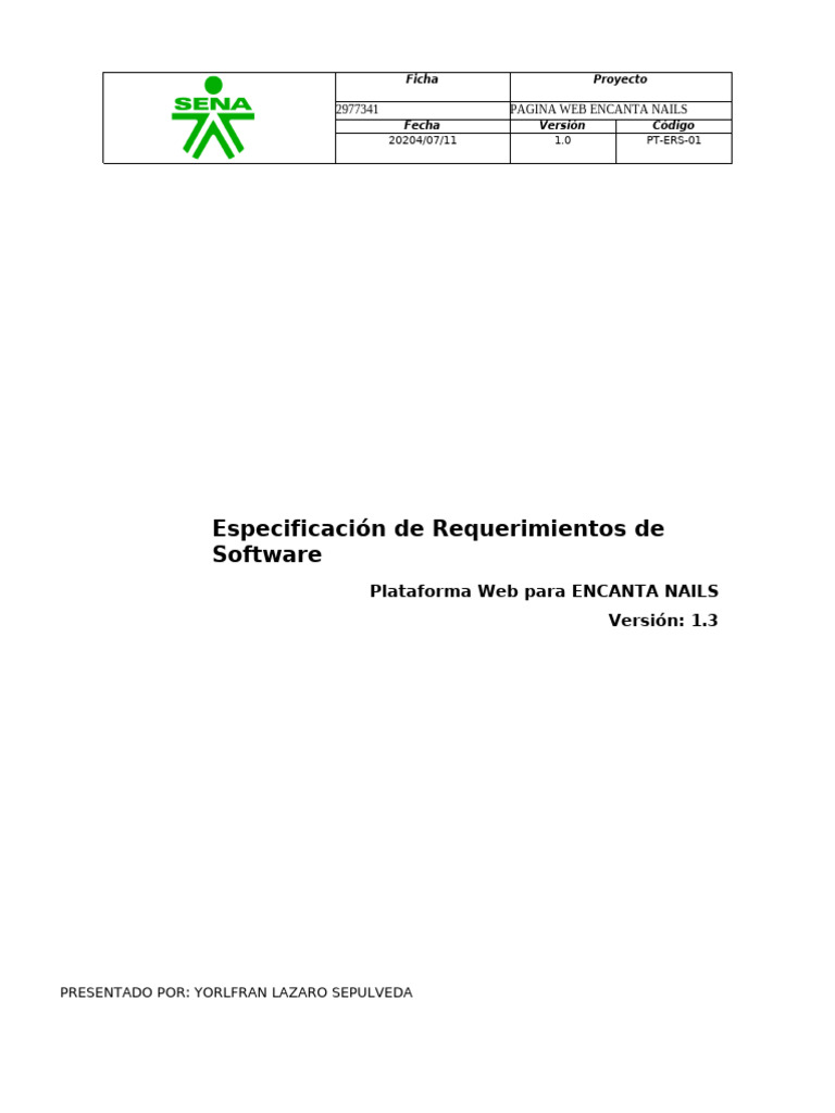 Formato de Especificación de Requerimientos de Software | PDF | Red mundial | Internet y web