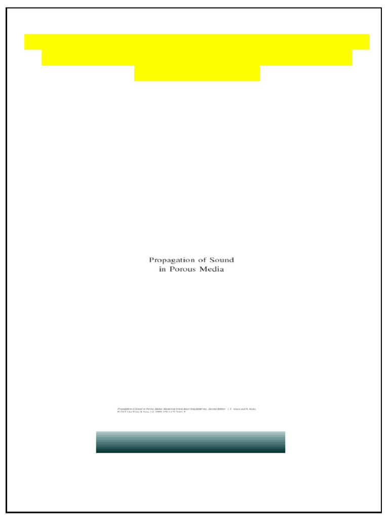 Propagation Of Sound In Porous Media Modelling Sound Absorbing