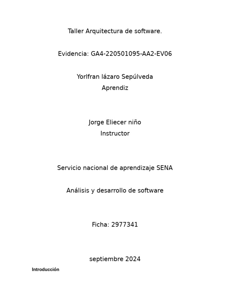 Taller Arquitectura de software | PDF | Software | Escalabilidad