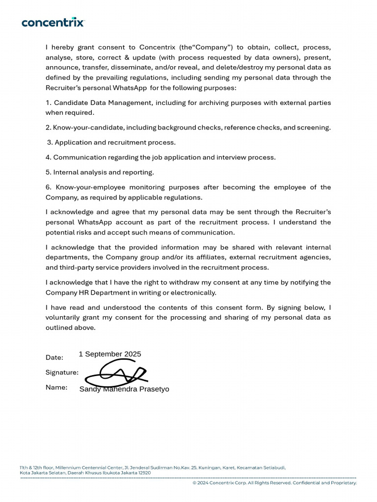 Consent for Personal Data Processing | PDF