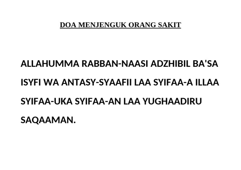 Doa Menjenguk Orang Sakit | PDF